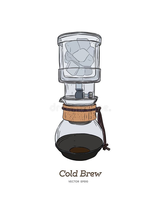 Cold Brew. Coffee Maker Hand Draw Vector. Stock Vector - Illustration ...