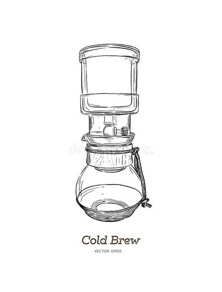 Cold Brew. Coffee Maker Hand Draw Vector. Stock Vector - Illustration ...