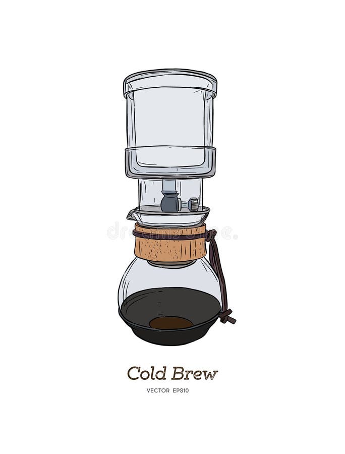 Cold Brew. Coffee Maker Hand Draw Vector. Stock Vector - Illustration ...