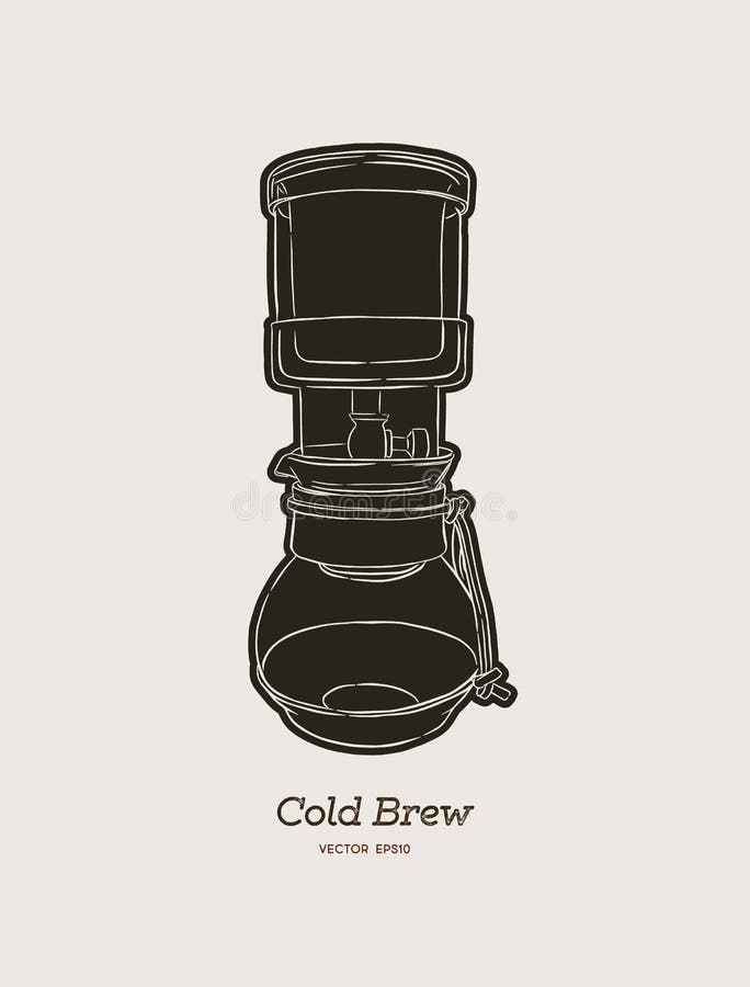 Cold Brew. Coffee Maker Hand Draw Vector. Stock Vector - Illustration ...