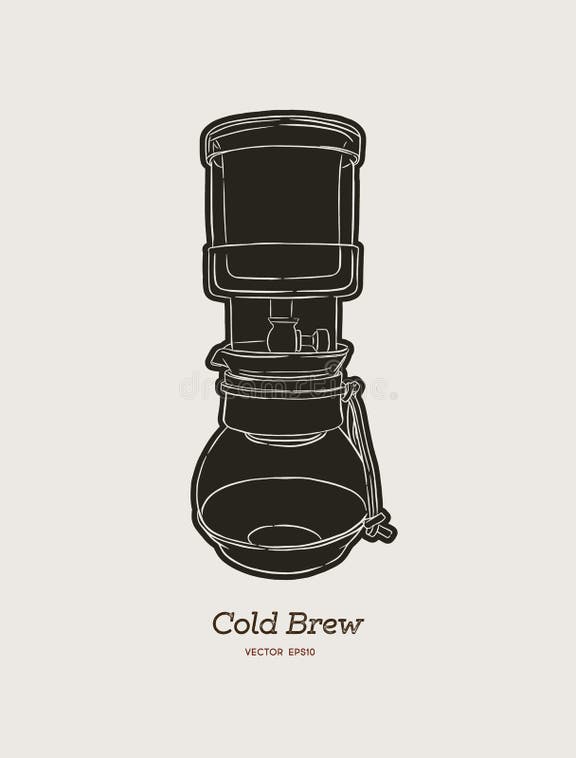 Cold Brew. Coffee Maker Hand Draw Vector. Stock Vector - Illustration ...
