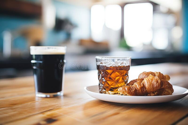 Cold Brew Coffee Paired with a Morning Croissant Stock Image - Image of ...