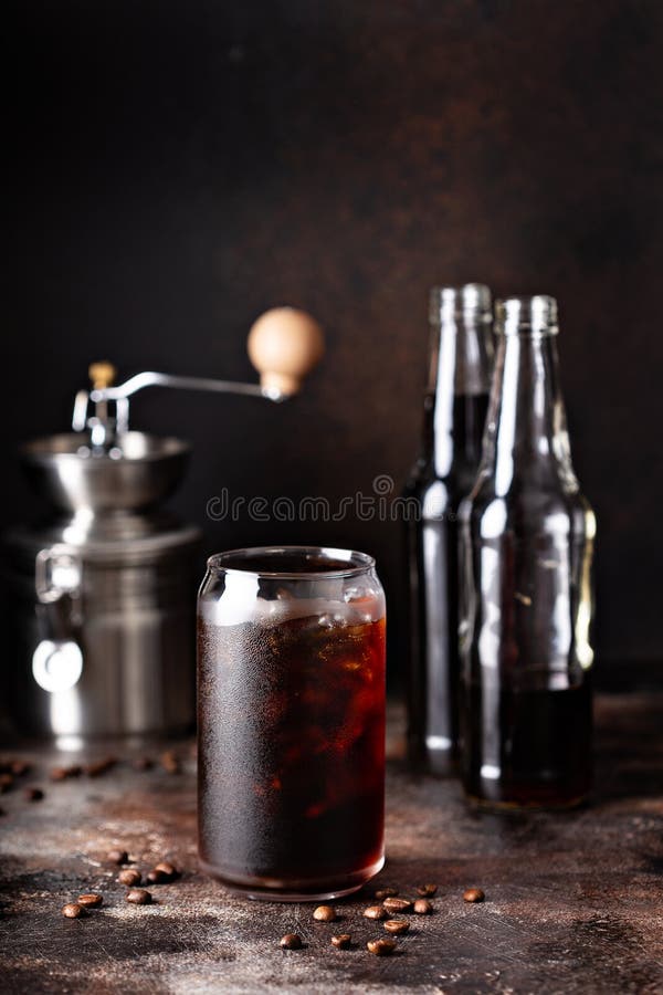 Cold Brew Iced Coffee in Glass Bottles Stock Image - Image of brewed ...