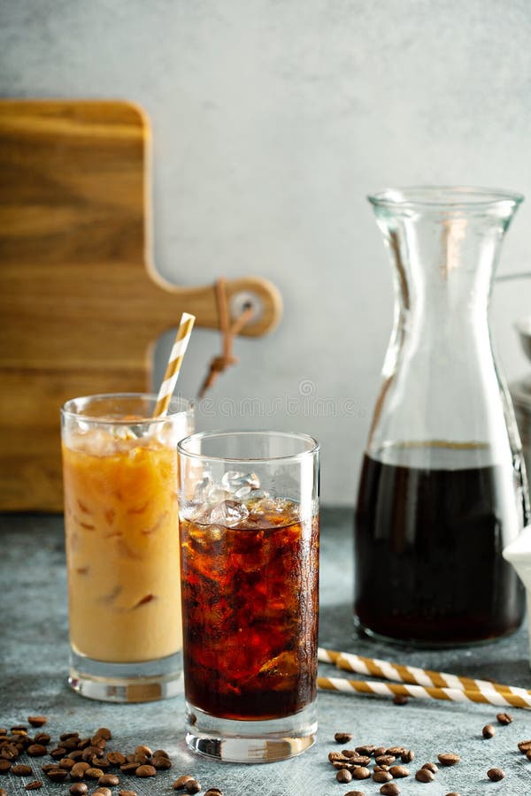 Cold Brew Iced Coffee in Tall Glasses Stock Image - Image of cool, dark ...