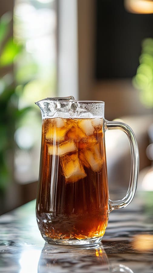 Cold Brew Tea Steeping in Tall Glass Pitcher. Stock Image - Image of ...