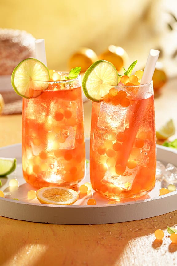 Cold Bubble Tea As Summer Drink with Ice Stock Image - Image of ...