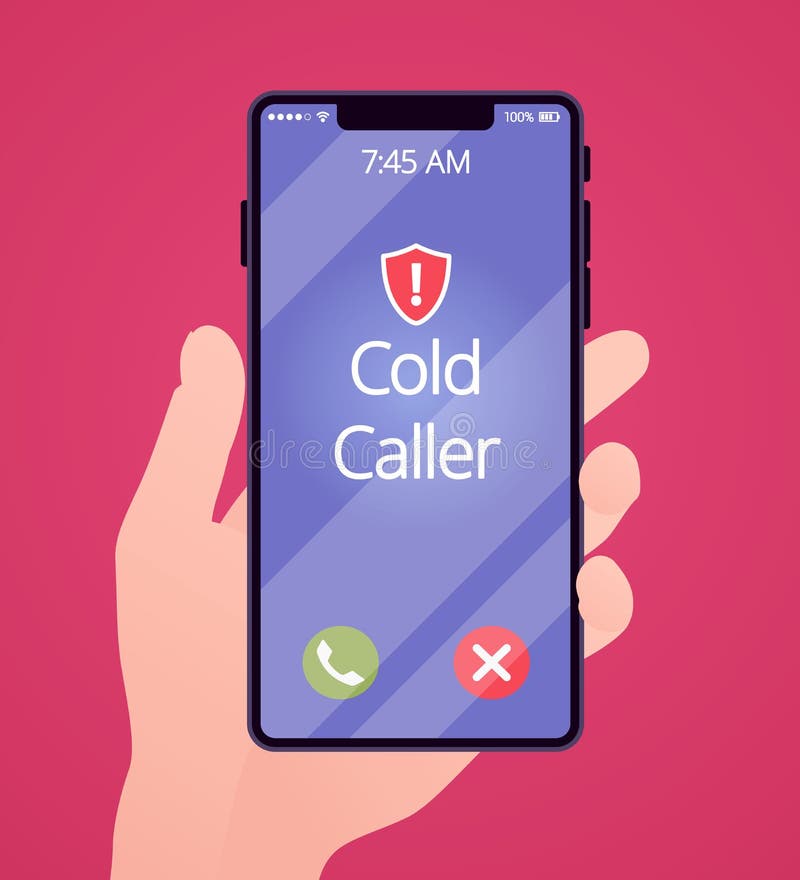 Cold Calling on Telephone Screen for Potential Customer Stock Vector ...