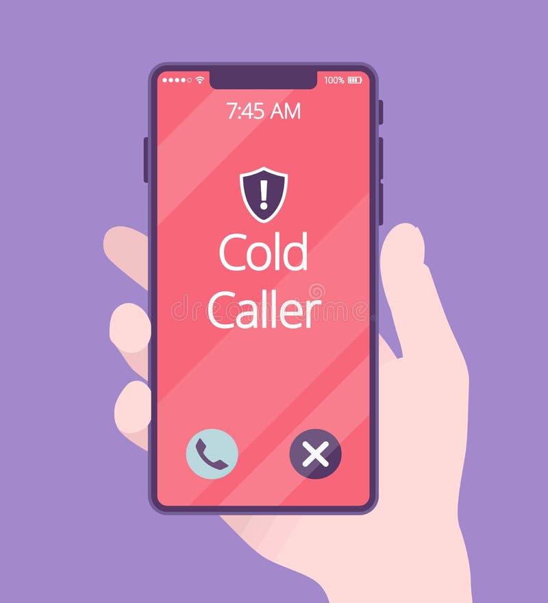 Cold Calling on Telephone Screen for Potential Customer Stock Vector ...