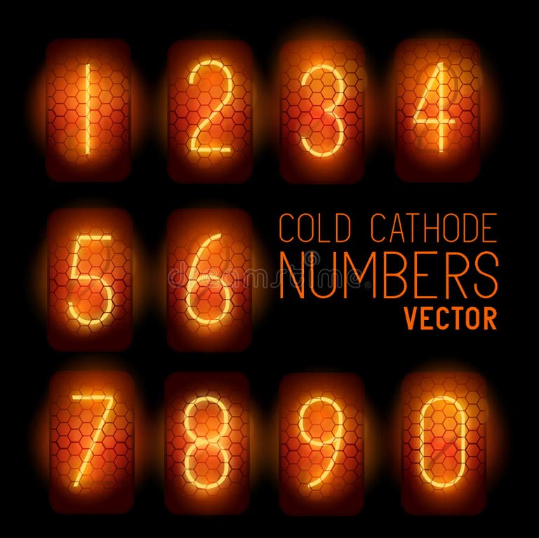 Cold Cathode Retro Display Numbers Stock Vector - Illustration of ...