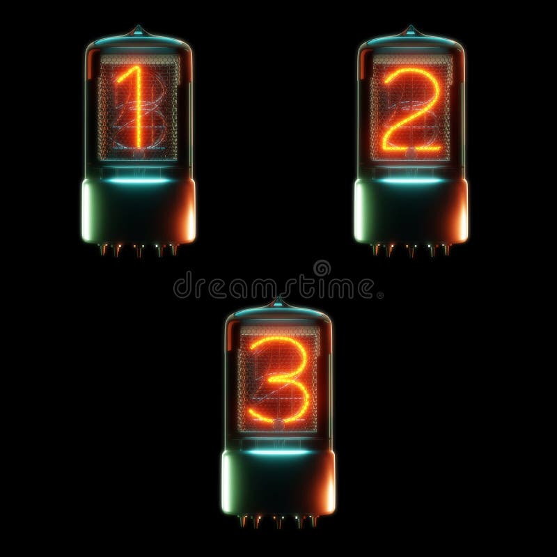 Cold Cathode Tube Alphabet - Digits 1-3 Stock Illustration ...