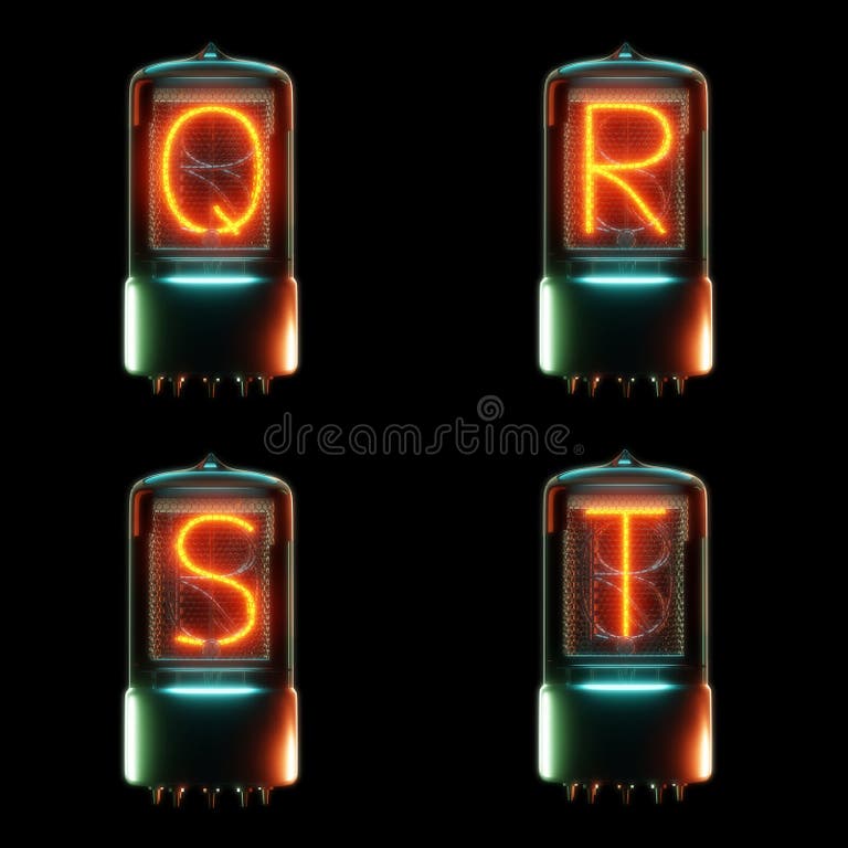 Cold Cathode Tube Alphabet - Letters Q-T Stock Illustration ...