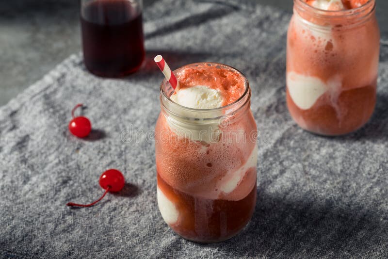 Cold Cherry Cola Ice Cream Float Stock Photo - Image of drink, cherry ...