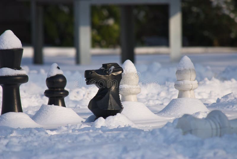 Chess In The Snow. Winter Concept. Christmas Or New Year Present On A ...