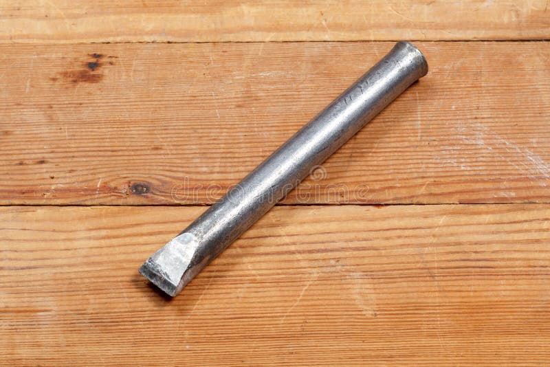 Cold Chisel on Wooden Boards. View from Above Stock Photo - Image of ...