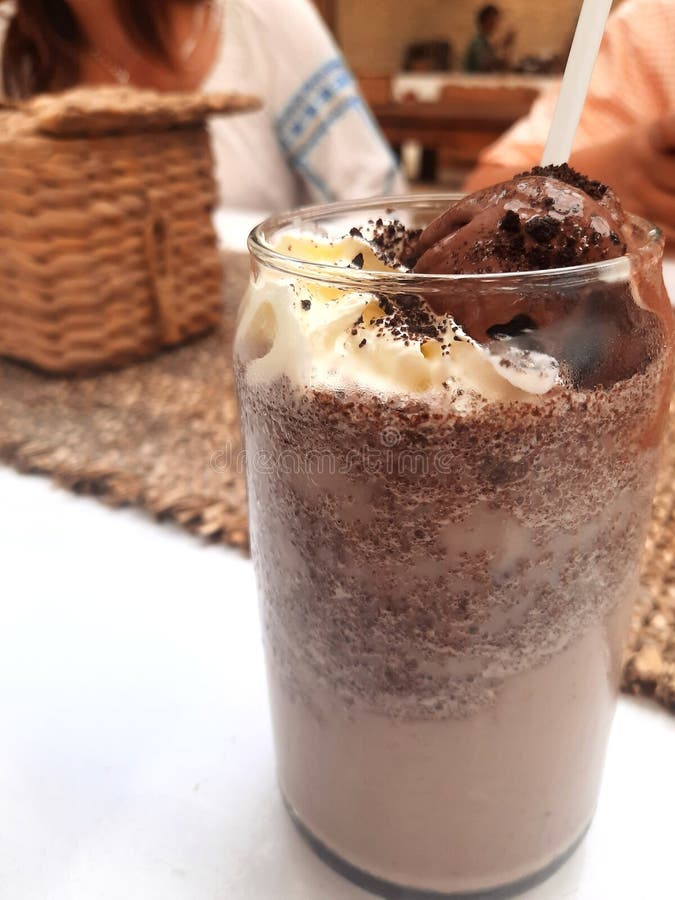 A cold chocolate milkshake stock image. Image of dairy - 249709451