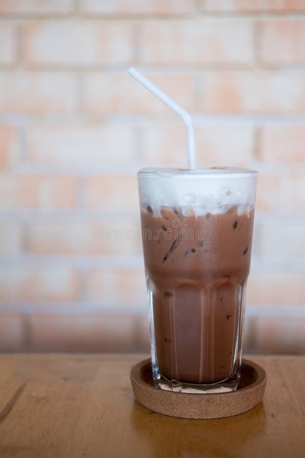 Cold Chocolate Milkshake in Tall Glass Stock Photo - Image of iced ...