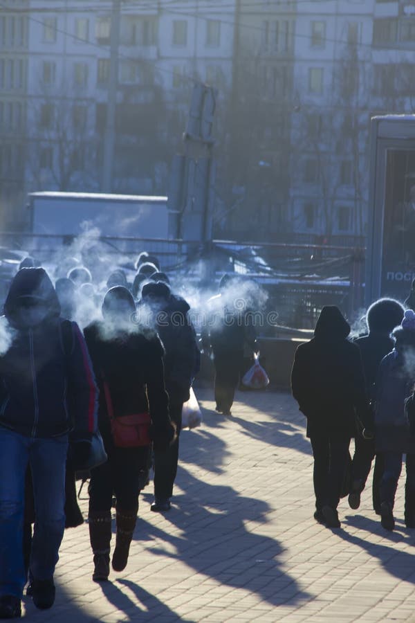 Cold. City. People. stock image. Image of cityscape, landscapes - 64571457