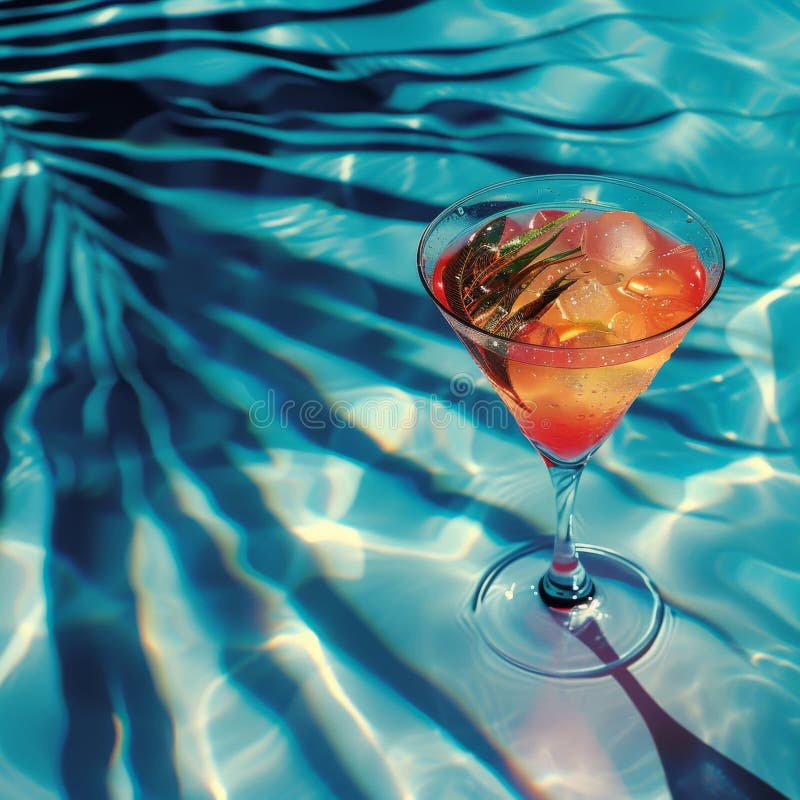 Refreshing Cocktail by Poolside Stock Illustration - Illustration of ...