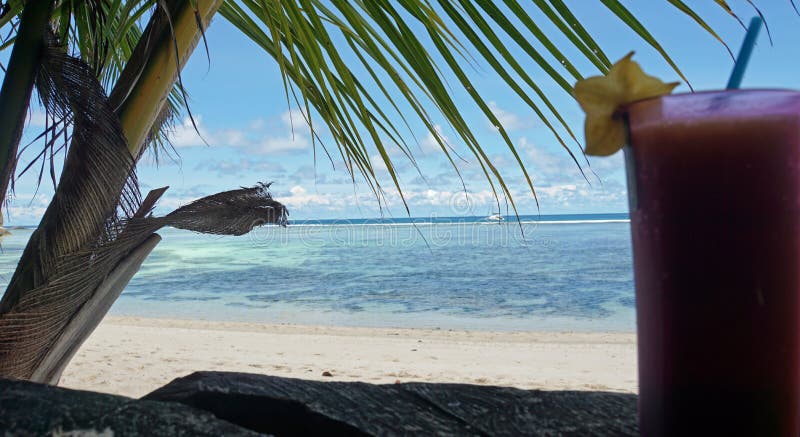 Cold Cocktail at a Tropical Beach Stock Image - Image of colorful ...