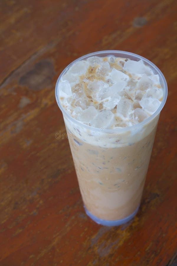 Cold Coffee in Glass on Wood Stock Image - Image of crushed, healthy ...