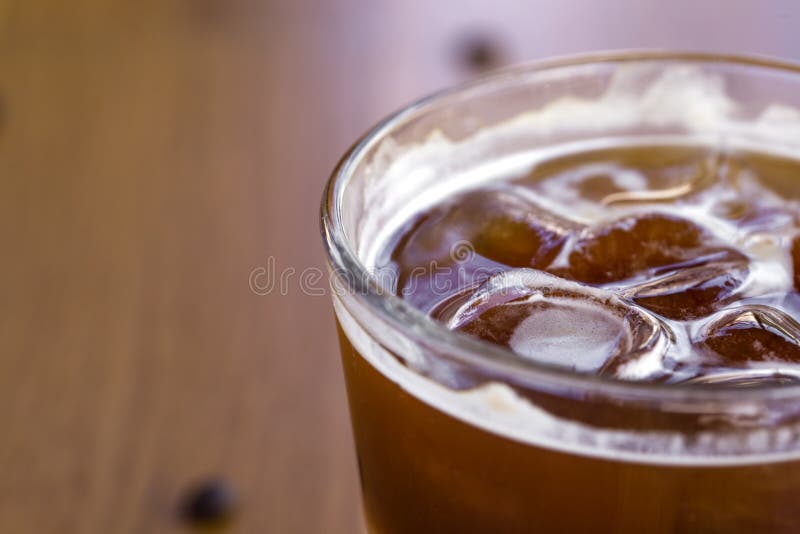 Cold Coffee with Ice Cubes and Coffee Beans on the Bar Stock Photo ...