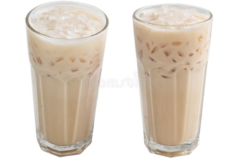 Cold Coffee with Ice and Milk in a Tall Glass. Stock Image - Image of ...