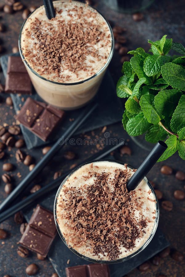 Cold Coffee Latte with Chocolate Stock Image - Image of nutrition, food ...
