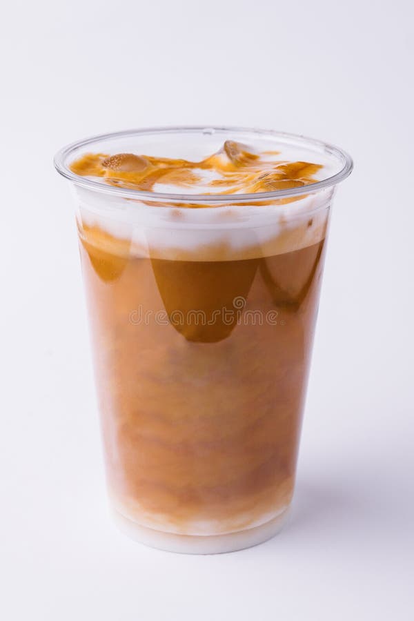 Cold Coffee with Milk, Caramel and Ice Stock Image - Image of delicious ...