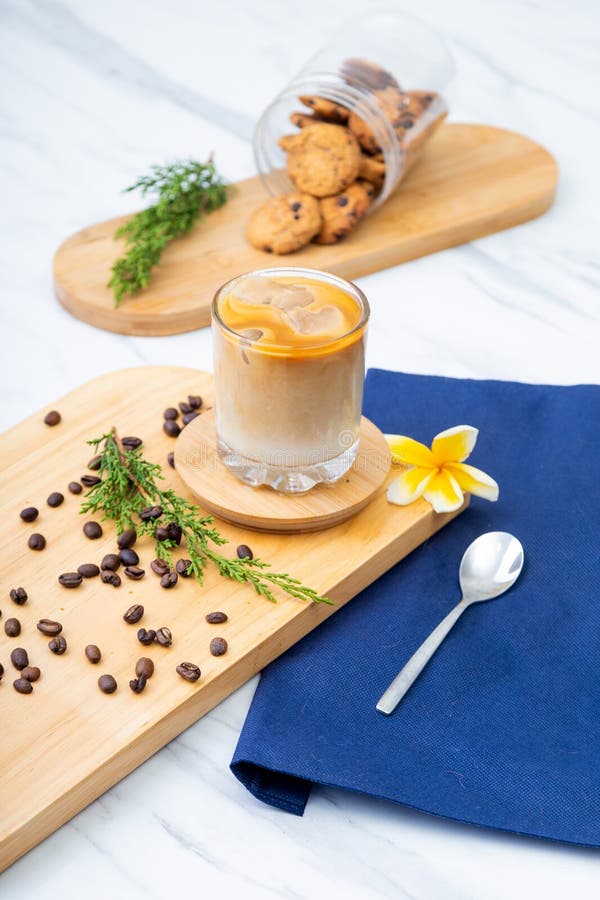 Cold Coffee Milk with Chocochips on Jar Stock Photo - Image of liquid ...