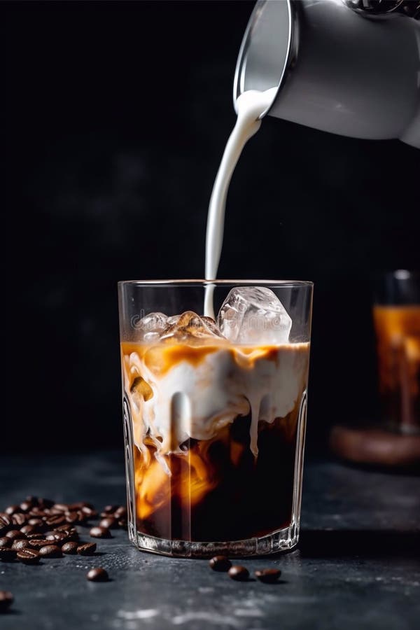Cold Coffee with Milk and Ice Stock Illustration - Illustration of ...
