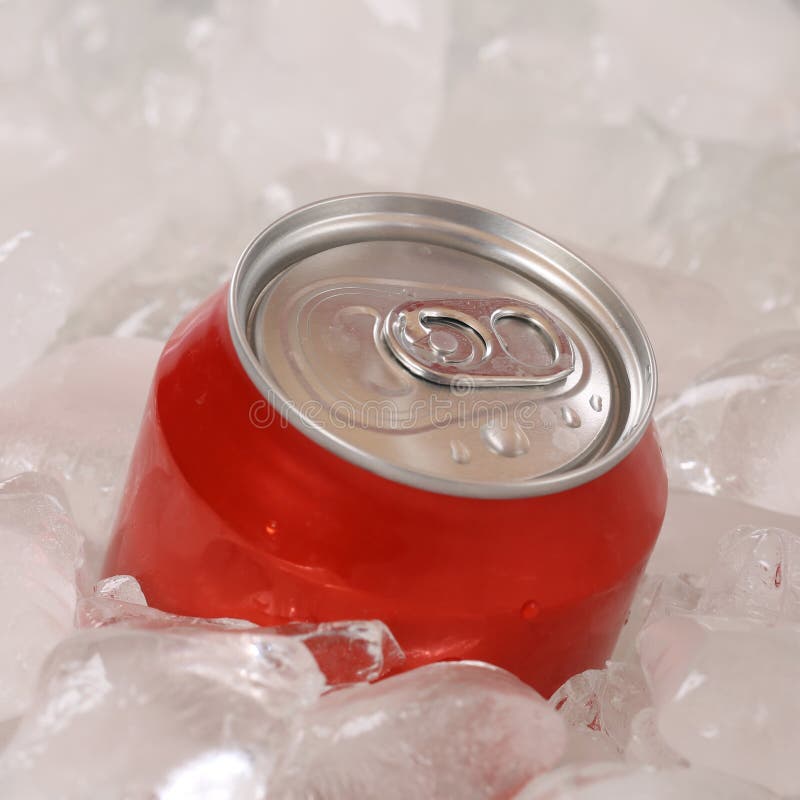 Cold Cola Drink in a Can on Ice Cubes Stock Photo - Image of cube ...