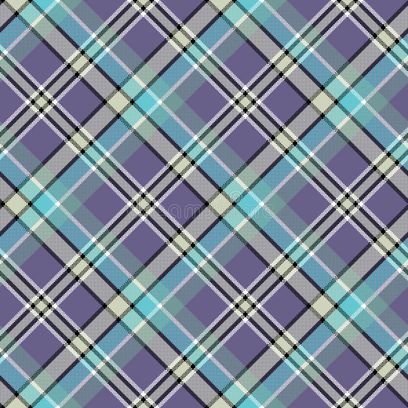 Cold Colors Diagonal Plaid Pixeled Seamless Pattern Stock Vector ...