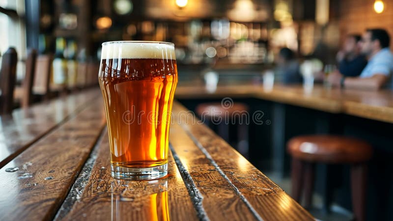 Cold Craft Beer Served at a Rustic Bar with Warm Lighting in the ...