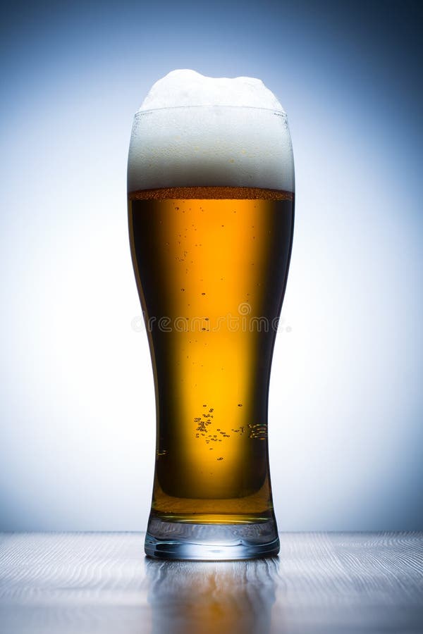 Cold Craft Light Beer in a Glass. Close Up of a Pint of Beer Stock ...