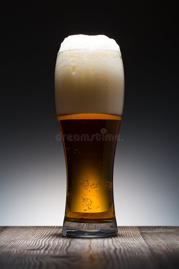 Cold Craft Light Beer in a Glass. Close Up of a Pint of Beer Stock ...