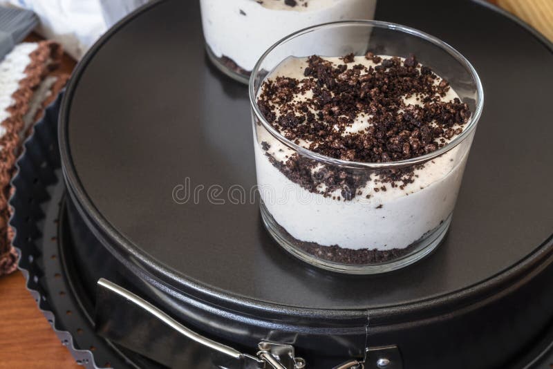 Cold Cream Cheese Dessert with Oreo Cookie Stock Image - Image of food ...