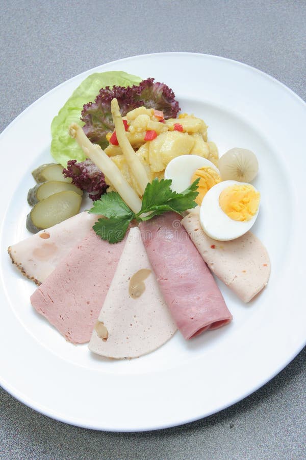 Cold cut with potato salad stock photo. Image of dish - 7959338