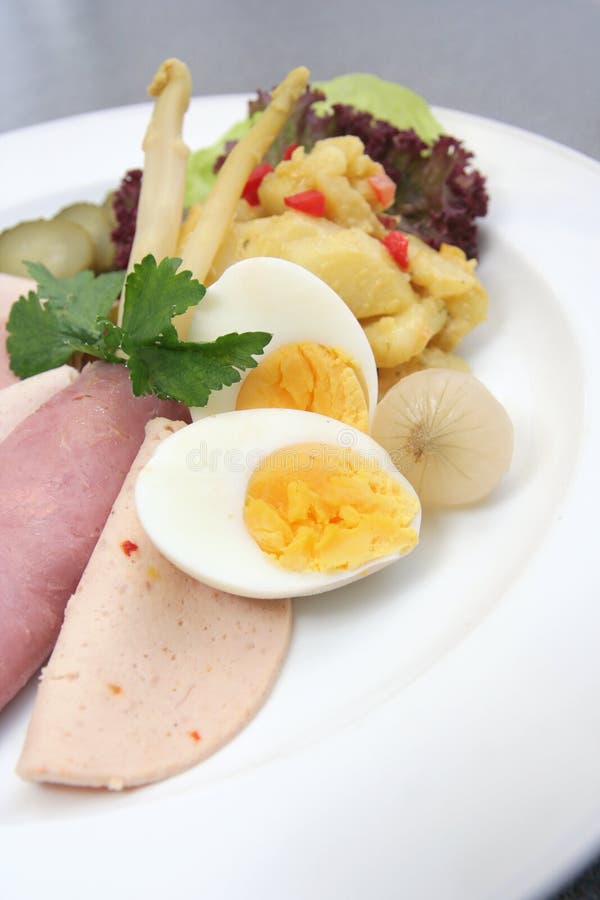 Cold cut with potato salad stock photo. Image of yolk - 7959340