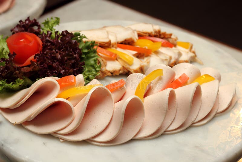 Cold cut slices on board stock photo. Image of baloney - 33029832