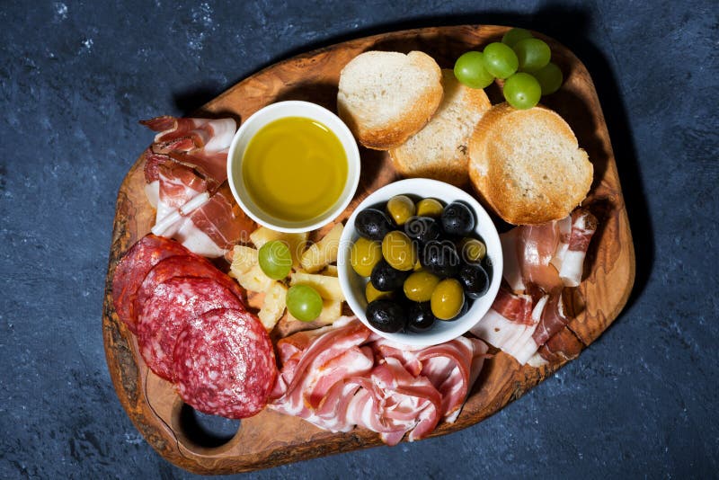 Cold Cuts, Bread and Cheese, Top View Stock Photo - Image of ...