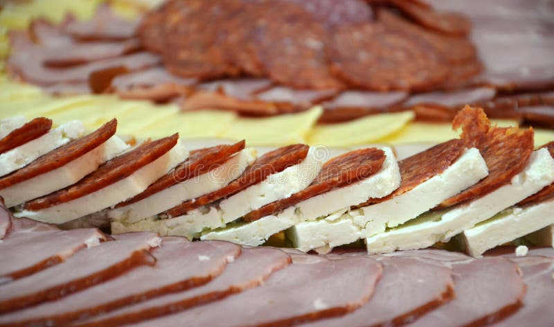 Cold cuts and cheese stock photo. Image of snack, salami - 45157534
