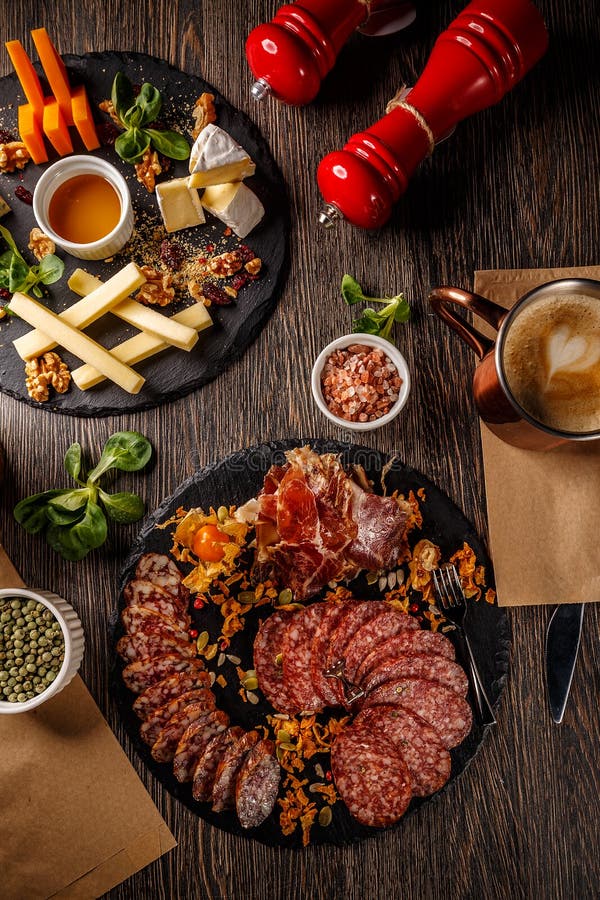 Platter Of Cold Cuts And Cheese Stock Photo - Image of board, taste ...