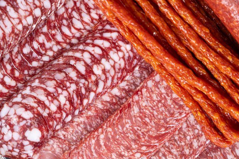 Cold Cuts, Cutting Various Sausages Stock Photo - Image of beef, meat ...