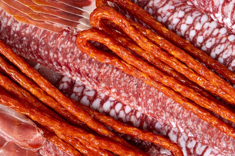Cold Cuts, Cutting Various Sausages Stock Image - Image of assorted ...
