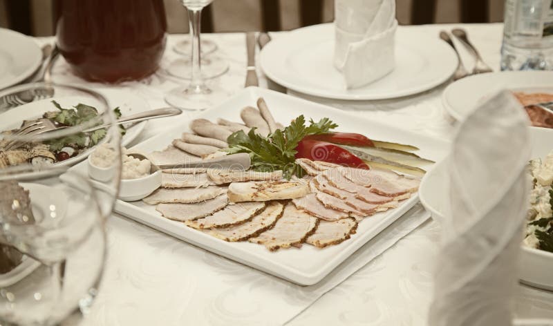 Cold Cuts on the Festive Table Stock Photo - Image of sliced, salami ...