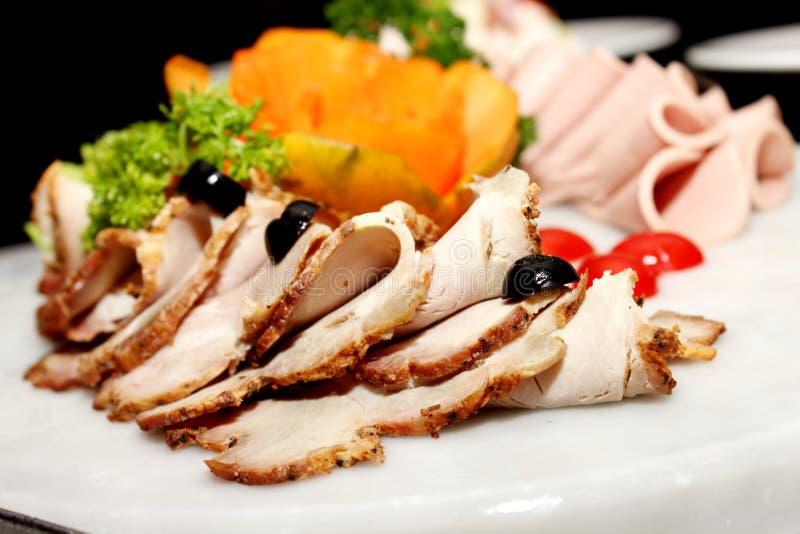 Cold Cuts Meat on Banquet Table in Buffet Stock Photo - Image of ...