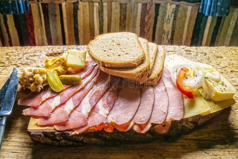 Cold cuts mountain hut stock photo. Image of cucumber - 113066924