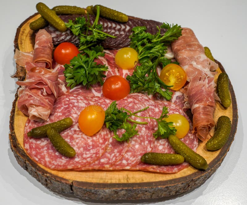 Cold cuts plate stock image. Image of meat, protein - 205070595