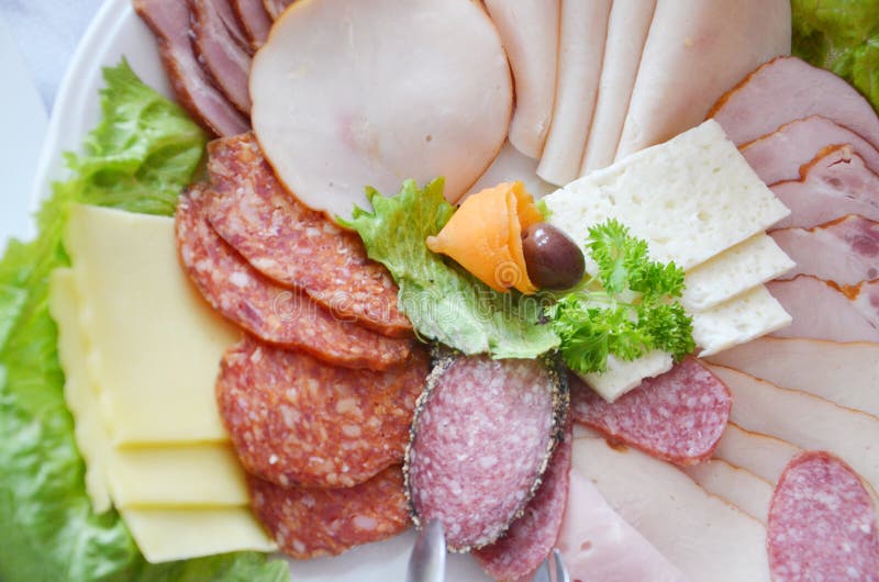 Cold cuts plate stock photo. Image of salami, olive, detail - 40744746