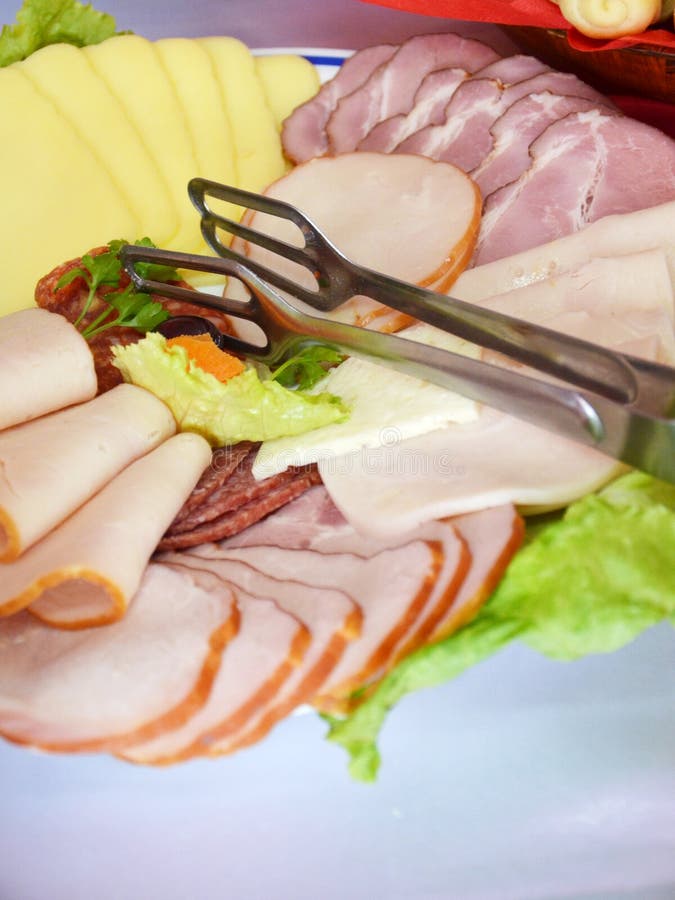 Cold cuts and cheese stock image. Image of plate, knife - 47203905